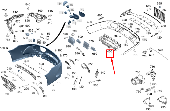MERCEDES-BENZ AMG GT X290 Rear Lower Bumper Holder A2908855300 NEW ...