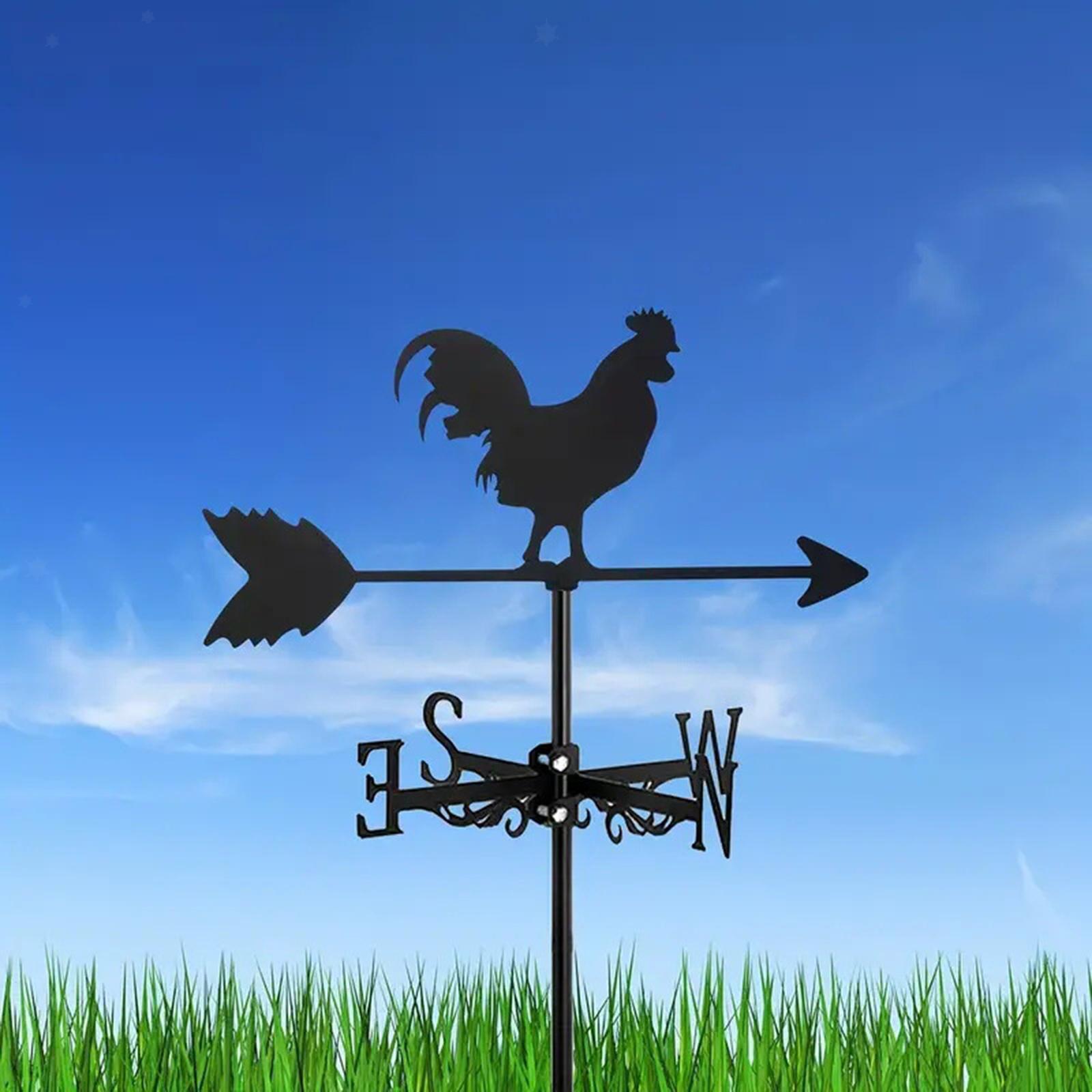 Rooster Weathervane Iron Animal Metal Weather Vane for Cottage Fence ...