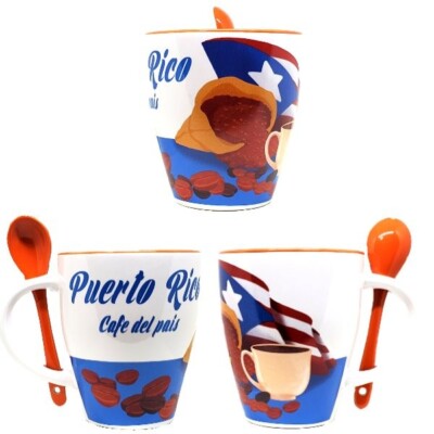 Puerto Rico Flag & Coffee Cup with Spoon Handel Ceramics Mug * Free ...