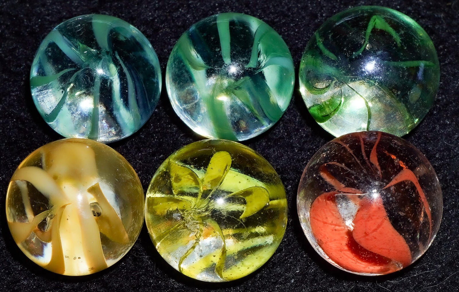 6- Vintage Peltier Marble King Caged Cats Eye Swirl 7 Vein Marbles | eBay