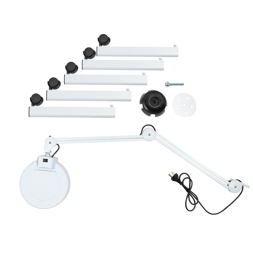 5X LED Magnifier Lamp Rolling Floor Stand Facial Magnifying Salon ...