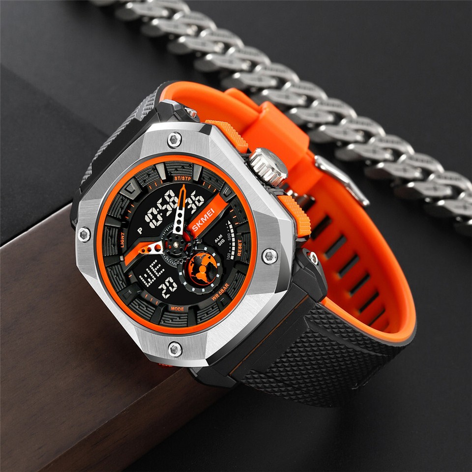 SKMEI Men Watch Dual Time Digital Quartz Wristwatch Countdown Male ...
