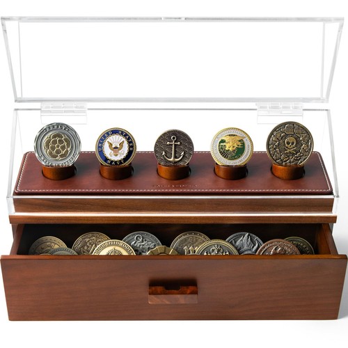 Premium Challenge Coin Display Case for up to 30 Coins – Beautiful 360 ...