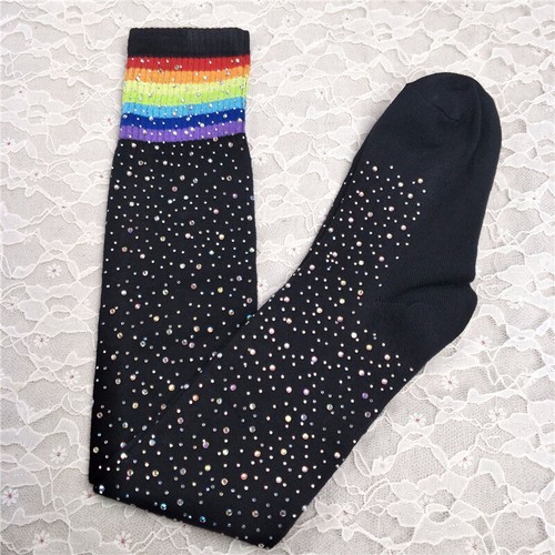 Women Sexy Rhinestone Glitter Over The Knee Sock High Long Cotton Thigh ...