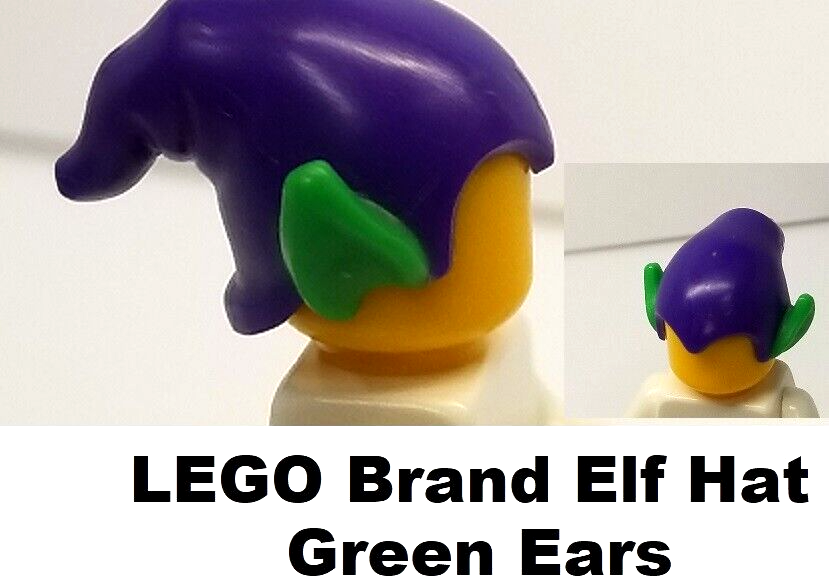LEGO ELF Hat Purple Green Ears Goblin Elves Holiday Pointed Bent Troll ...