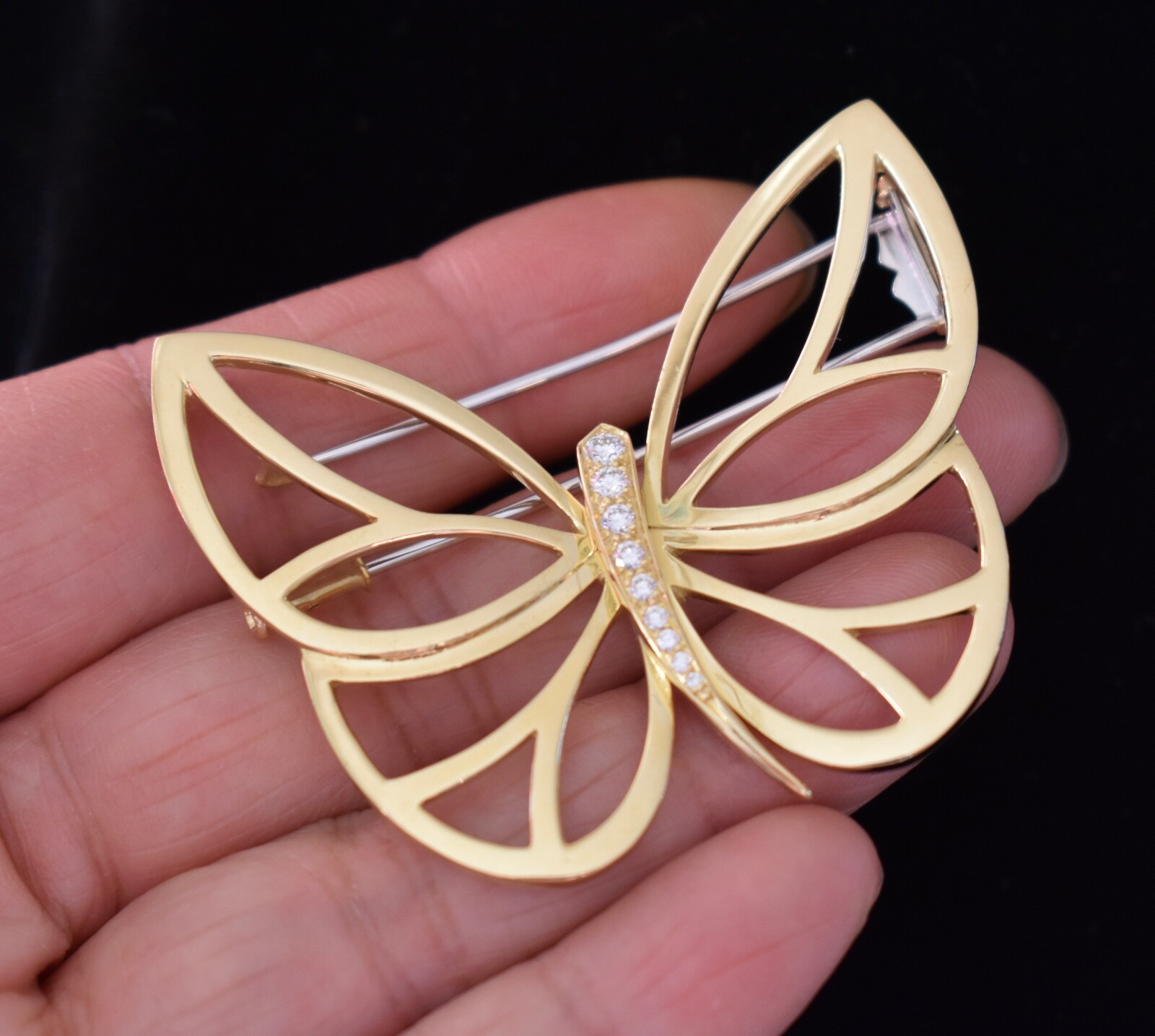 Van Cleef & Arpels VCA 18K Gold 0.25 Carat Diamond Butterfly Brooch ...