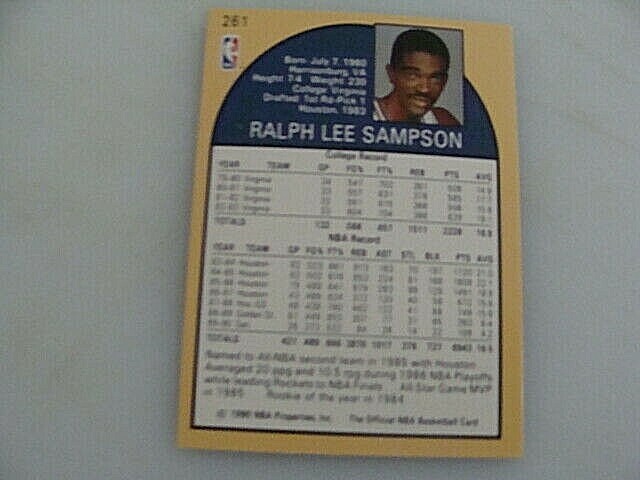 RALPH SAMPSON - card #261 - SACRAMENTO KINGS - HOOPS 1990-1991 - NBA ...