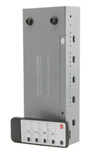 New 4x4 VGA Matrix Video Switch Splitter with Audio with / IR Remote HD ...