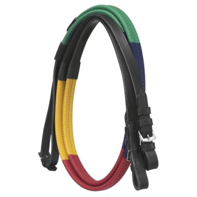 Tough-1 Black Leather Rubber Grip Colored Schooling Reins 20-14073 | eBay