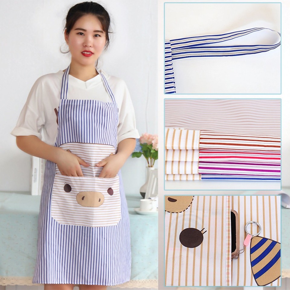 Polyester Apron Cartoon Pig Stripe Cleaning Apron Oil-proof and Dirt ...