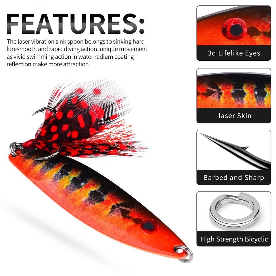 Metal Spoon Lure 7.5cm 17g S Shape Design Vibration Bait for Bass Pike ...