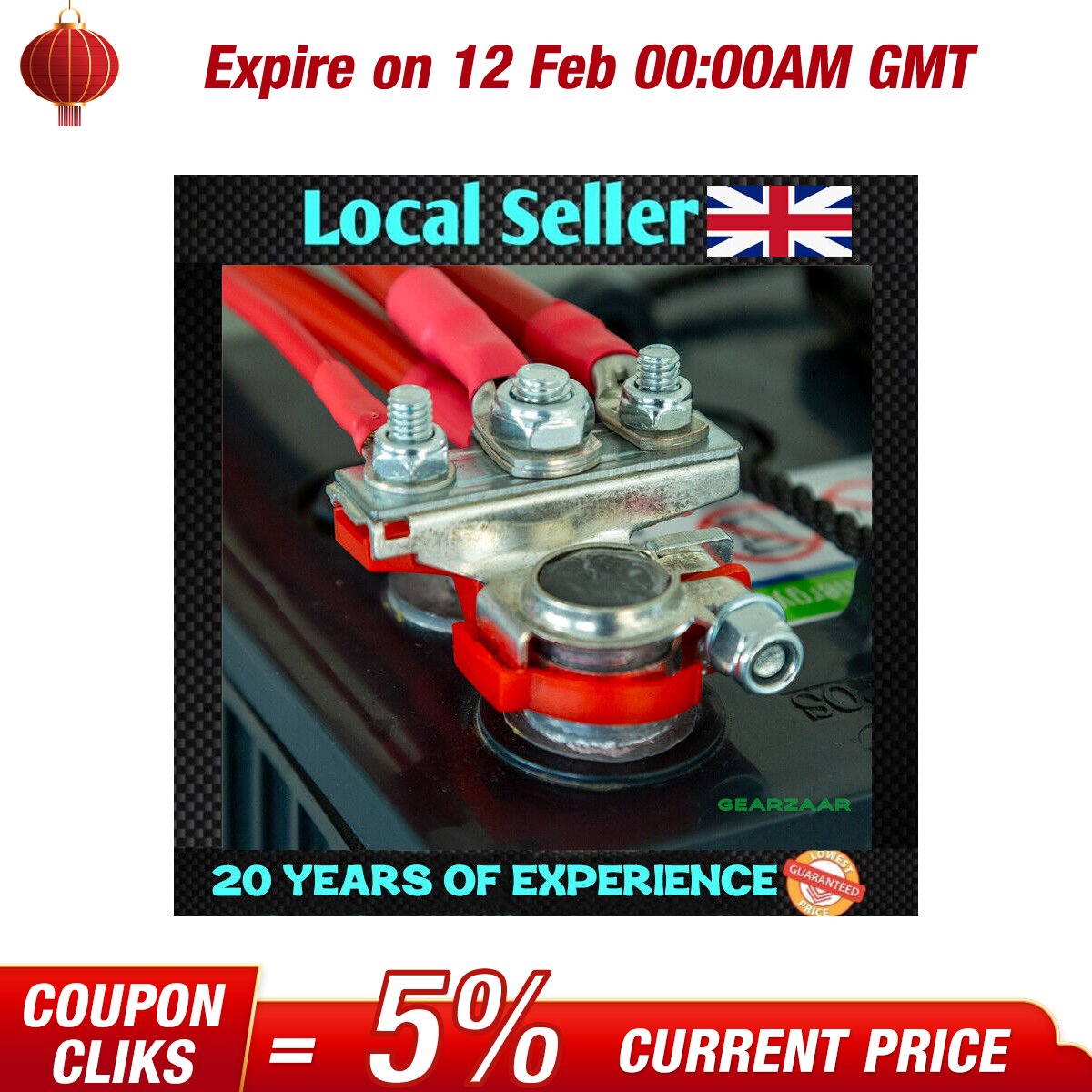 2PCS 12V Battery Terminals Connectors Clamps 3 Way Kit For Caravan Car ...