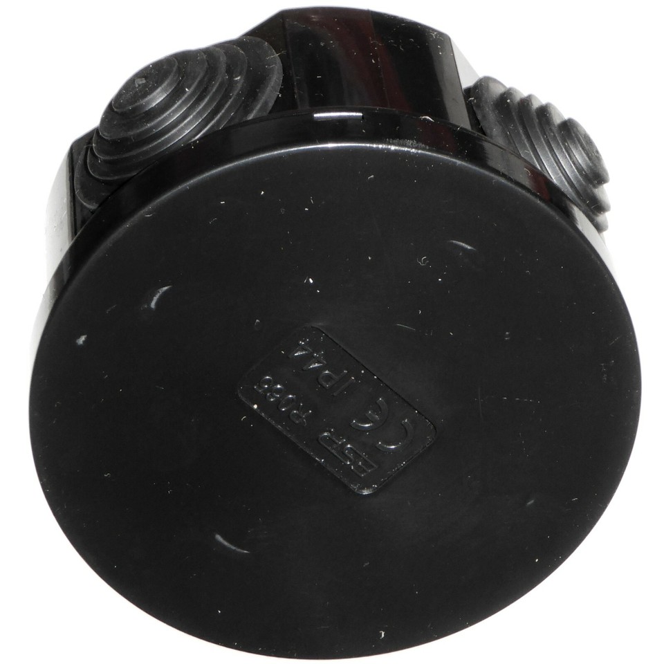10 x Small 65mm Round Junction Box Black IP44 Ideal for Garden Lights ...