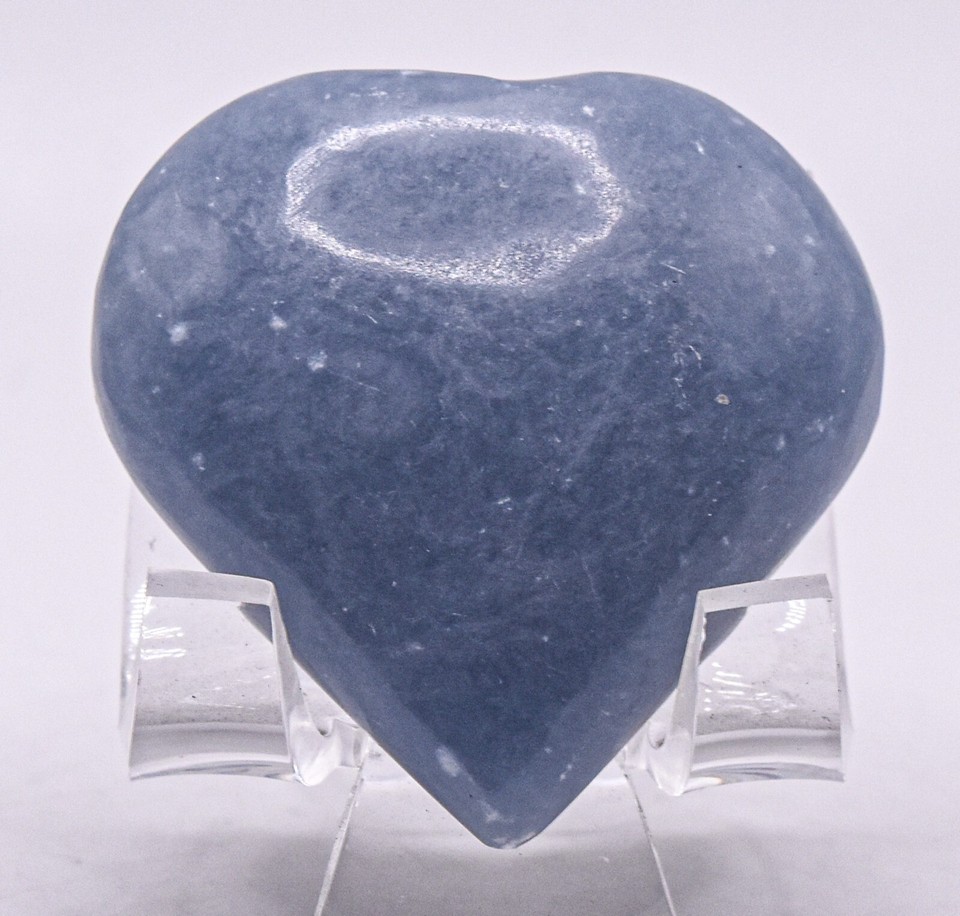 47mm Blue Angelite Heart Polished Natural Anhydrite Angelic Angel Stone ...