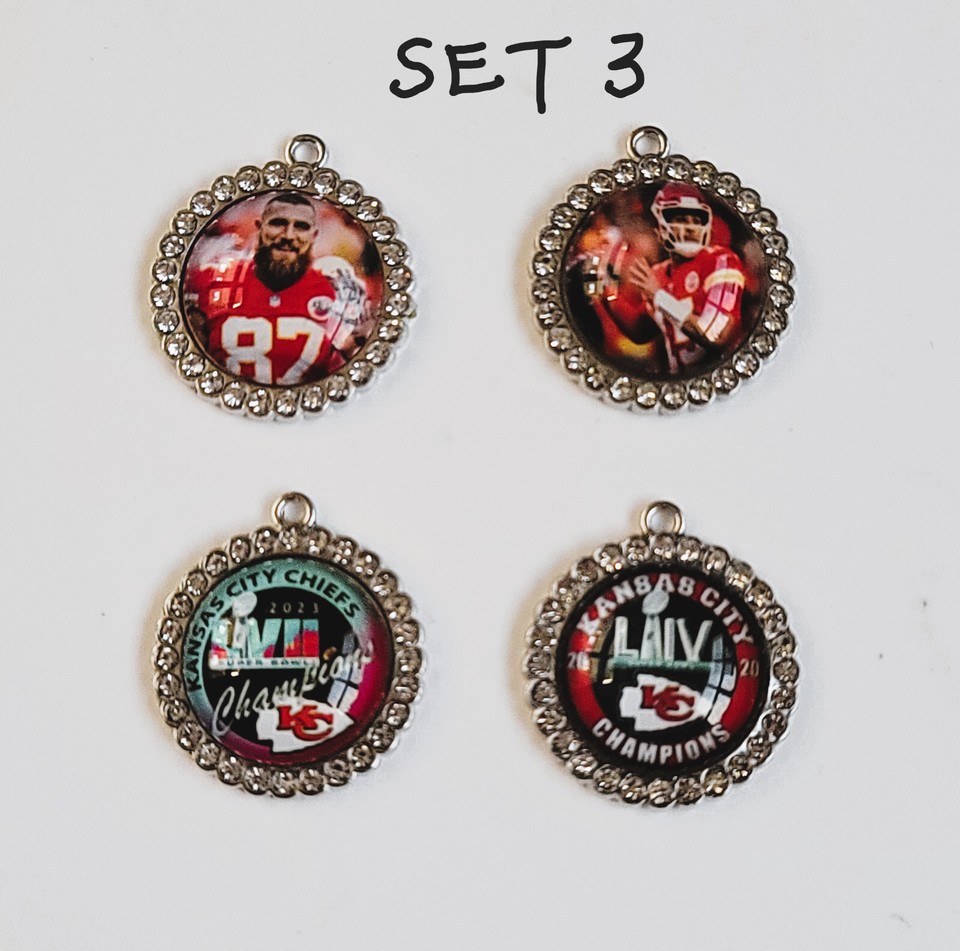 Sale set 4pcs exclusive charm of NFL Champion team KC Chiefs, CZ stones ...