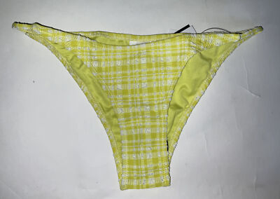 VOLCOM Women's Small Bikini Bottoms Raving Plaid Yellow Swim Surf Beach ...