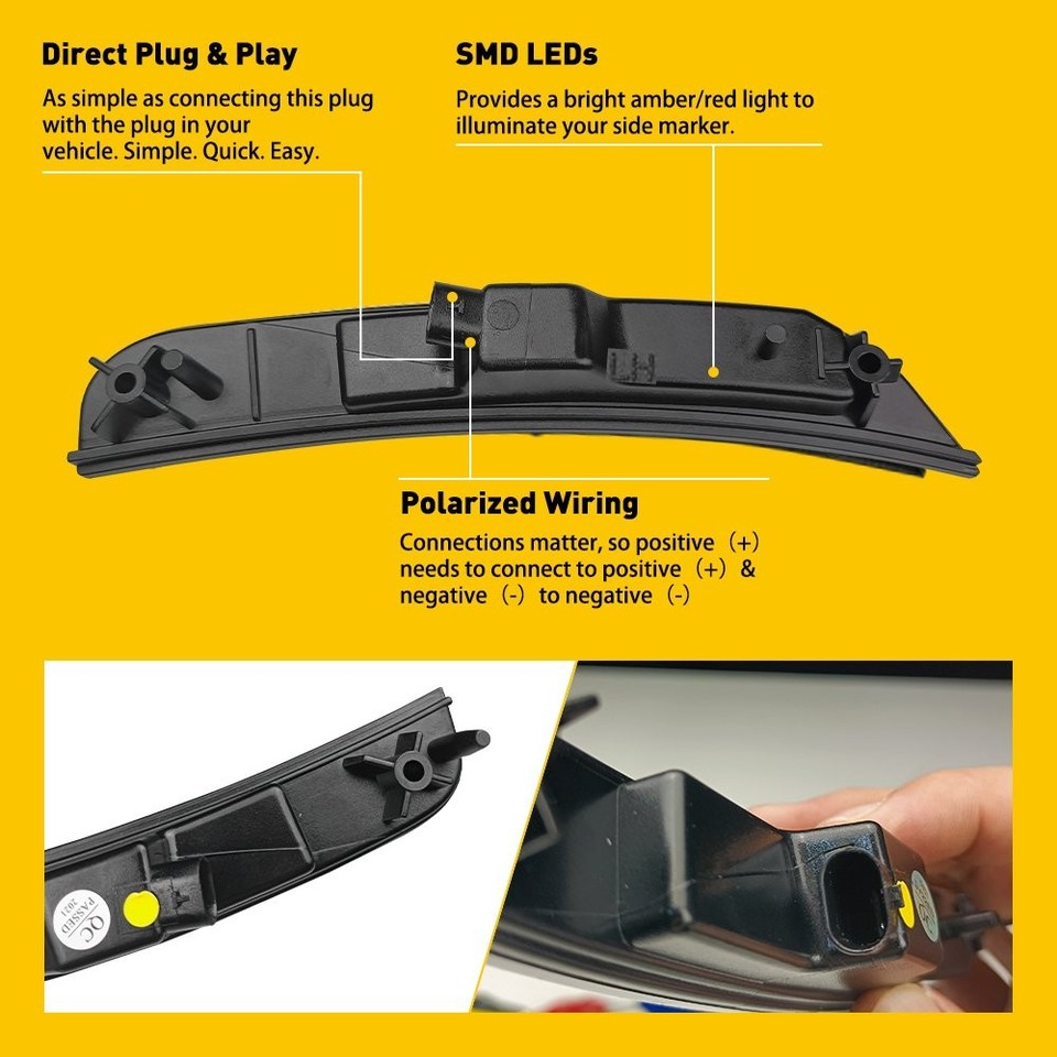 For 2015-2021 Chrysler 300 Smoked LED Side Marker Light Front Rear Lamp ...