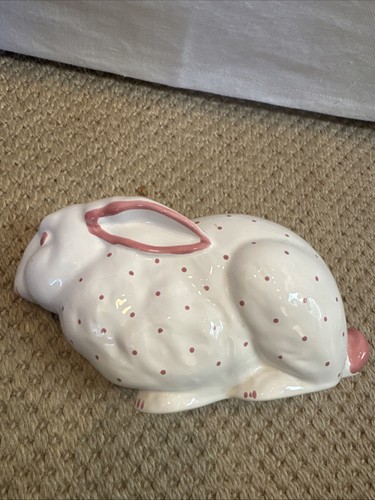 Tiffany & Co. Bunny Rabbit Bank White W Pink Polka Dots Hand Painted ...