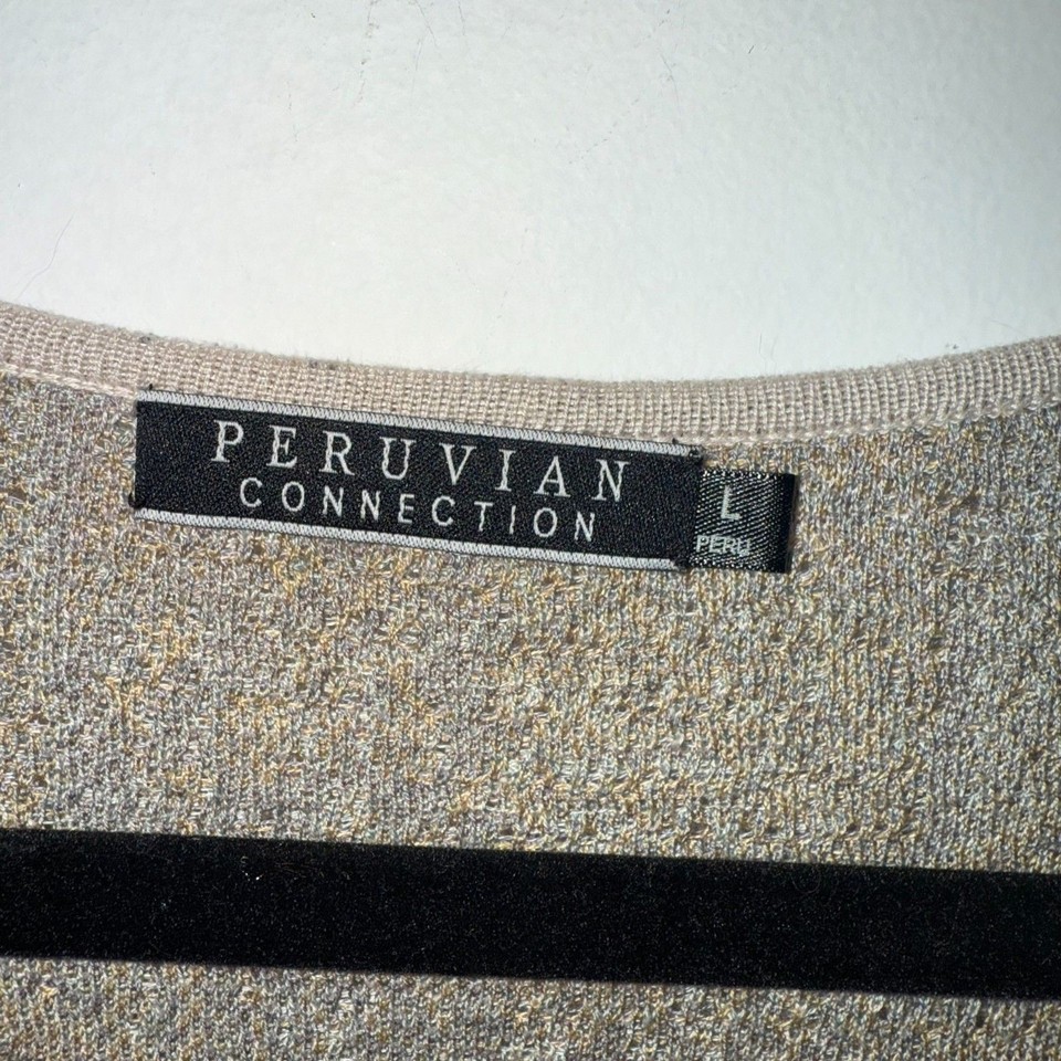 Peruvian Connection Printed Neutral Colors Pima Cotton Cardigan - L | eBay