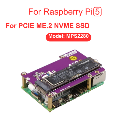 MPS2280 PCIE M.2 NVME 2280 Gen3 SSD HAT for Raspberry Pi 5 | eBay