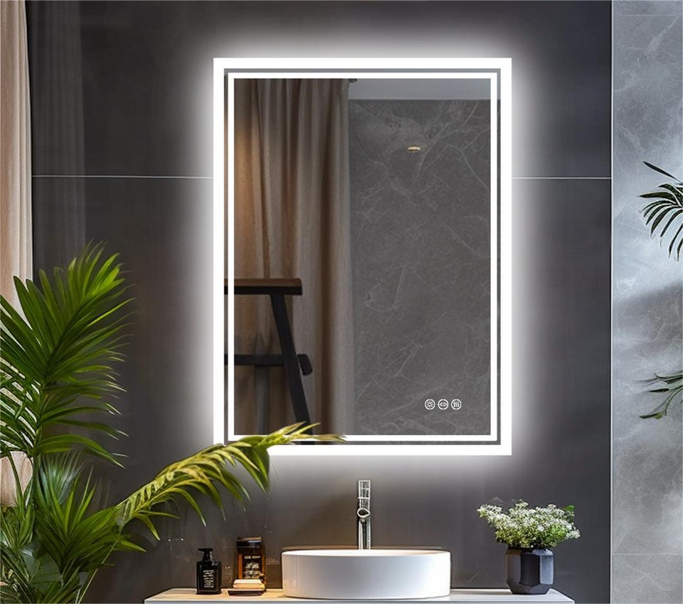 LED Bathroom Mirror Smart Touch Antifog Wall Vanity Mirror Waterproof ...