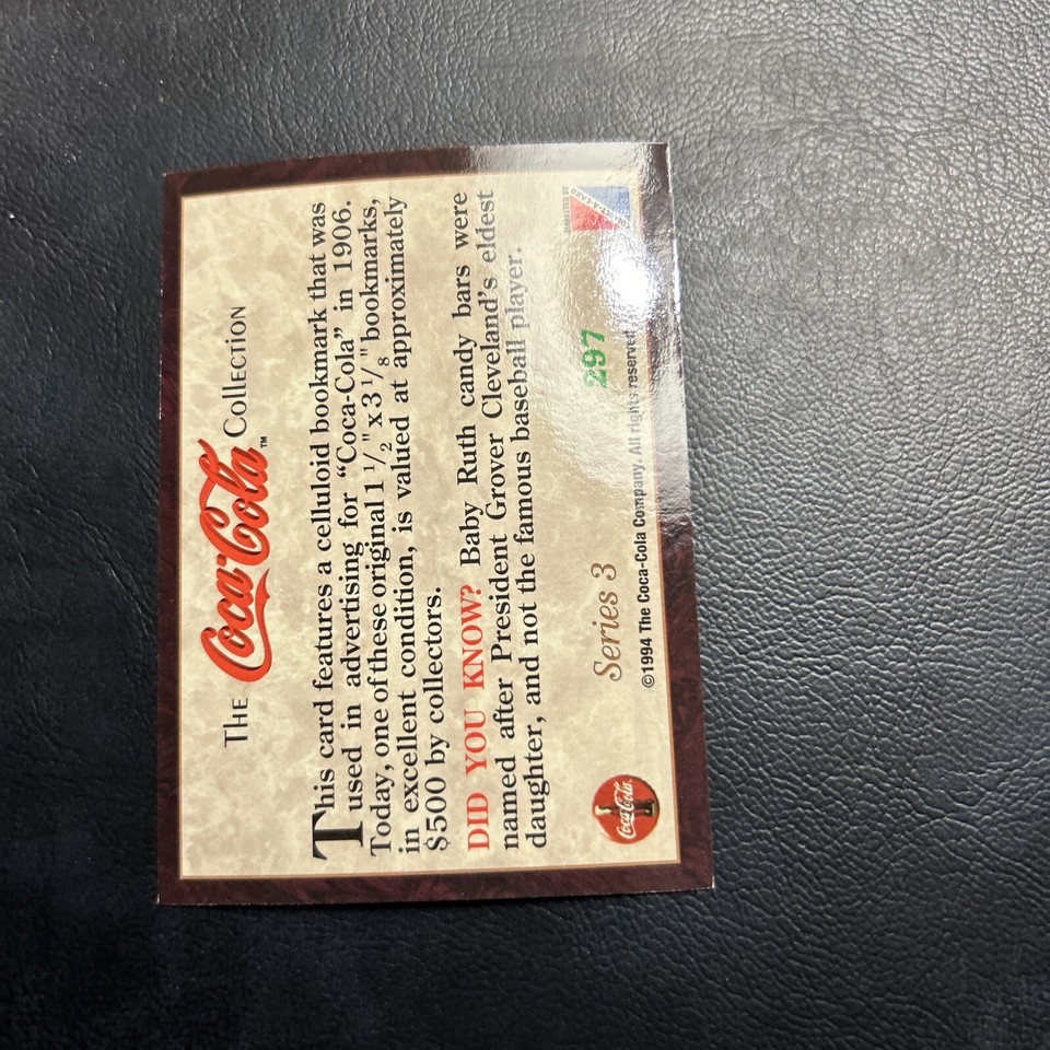 Jb23 Coca-Cola Series 3 Collect A Card 1995 Coke #297 Owl 1906 Bookmark ...