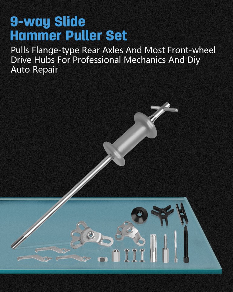 Slide Hammer Dent Puller Tool Kit Wrench Adapter Axle Bearing PULLE Hub ...