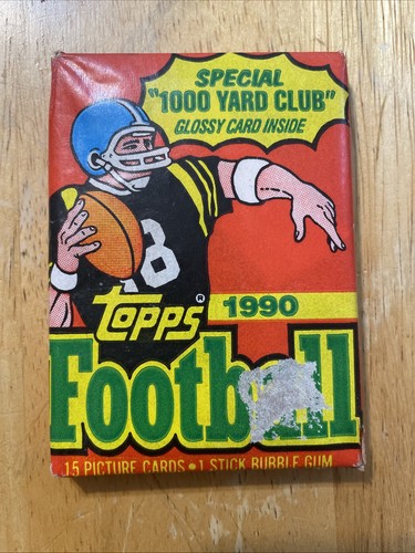 1990 Topps Football Wax Pack Of 15 Picture Cards, Unopened & 1 Stick of ...