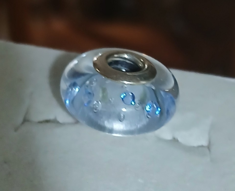 Pandora Retired Sterling Silver Ice Drops Blue Murano Glass Charm ...