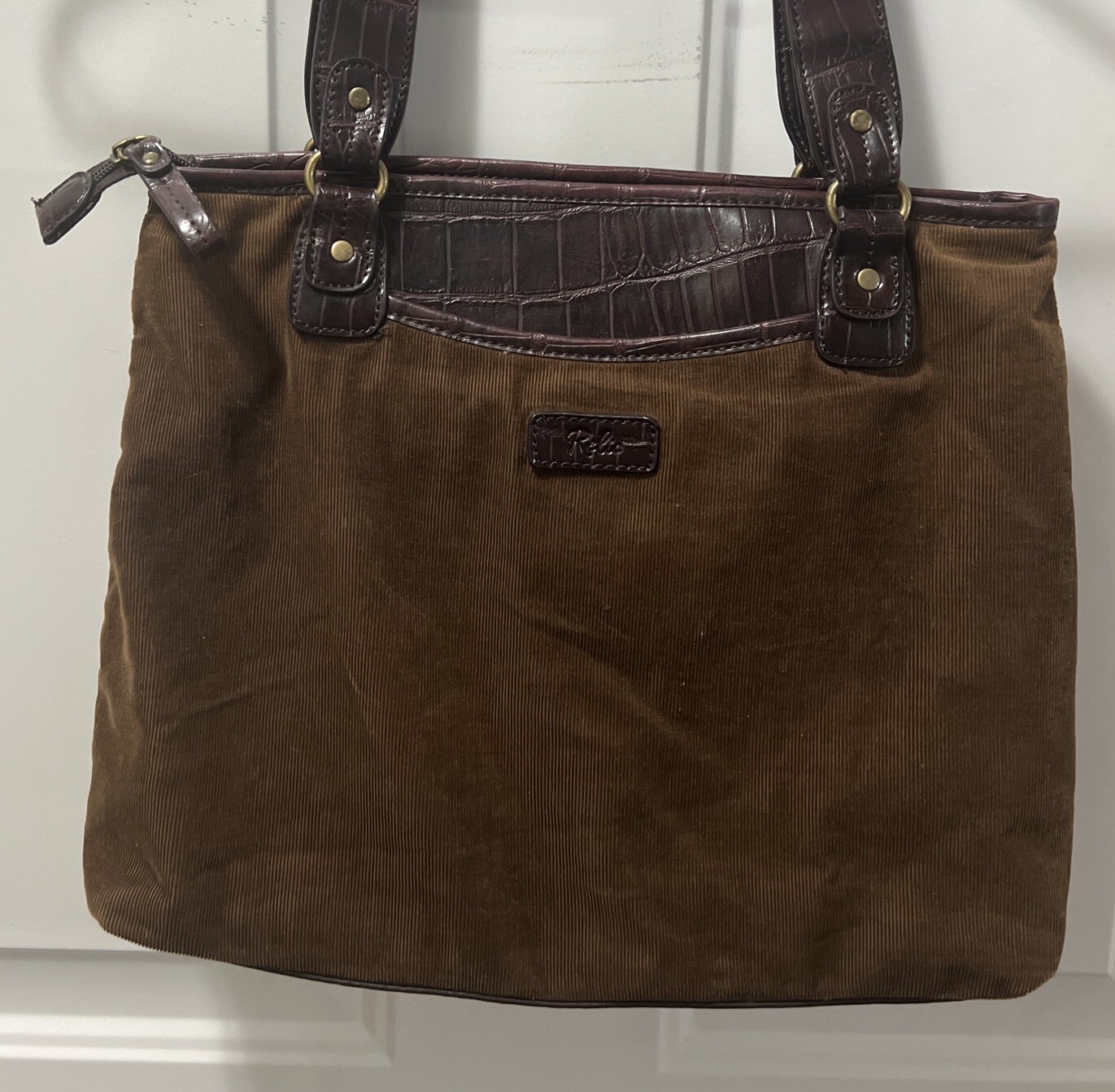 Vintage Relic Patchwork Leather Mixed Material Floral Shoulder Bag Tote ...