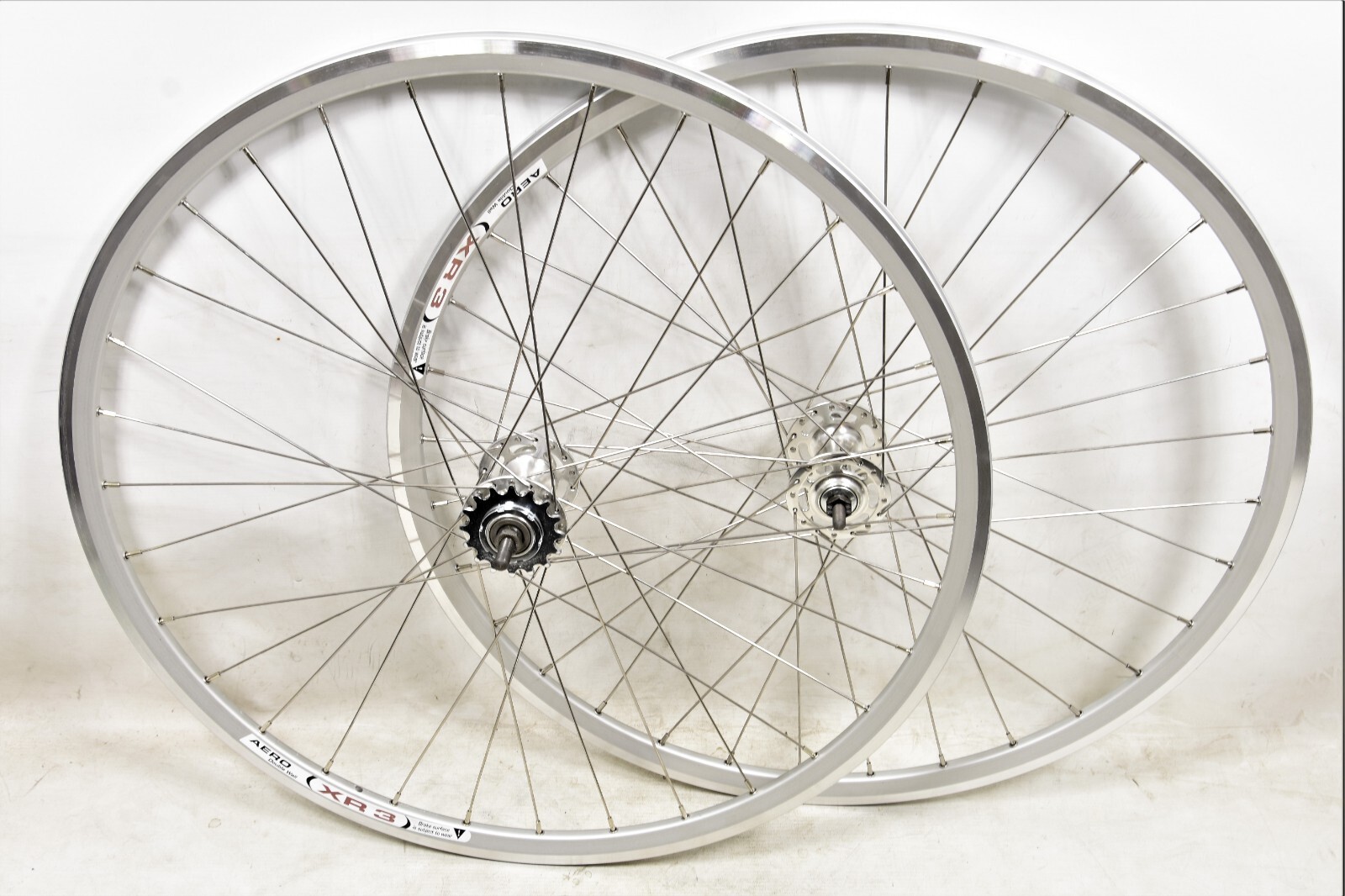PAIR SILVER 700c (622-13) FLIP FLOP FIXIE WHEELS DOUBLE WALL EXAL XR3 ...