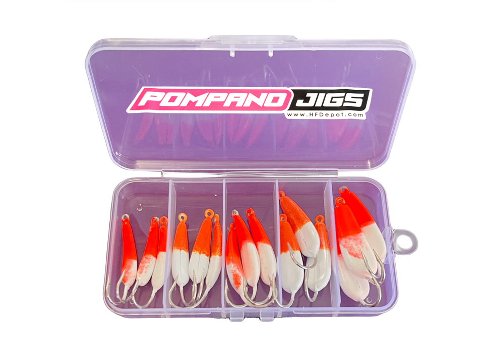 NEW 15 Piece Pompano Goofy Jig Box with Wacky Jigs Pick Color (1/4oz up ...