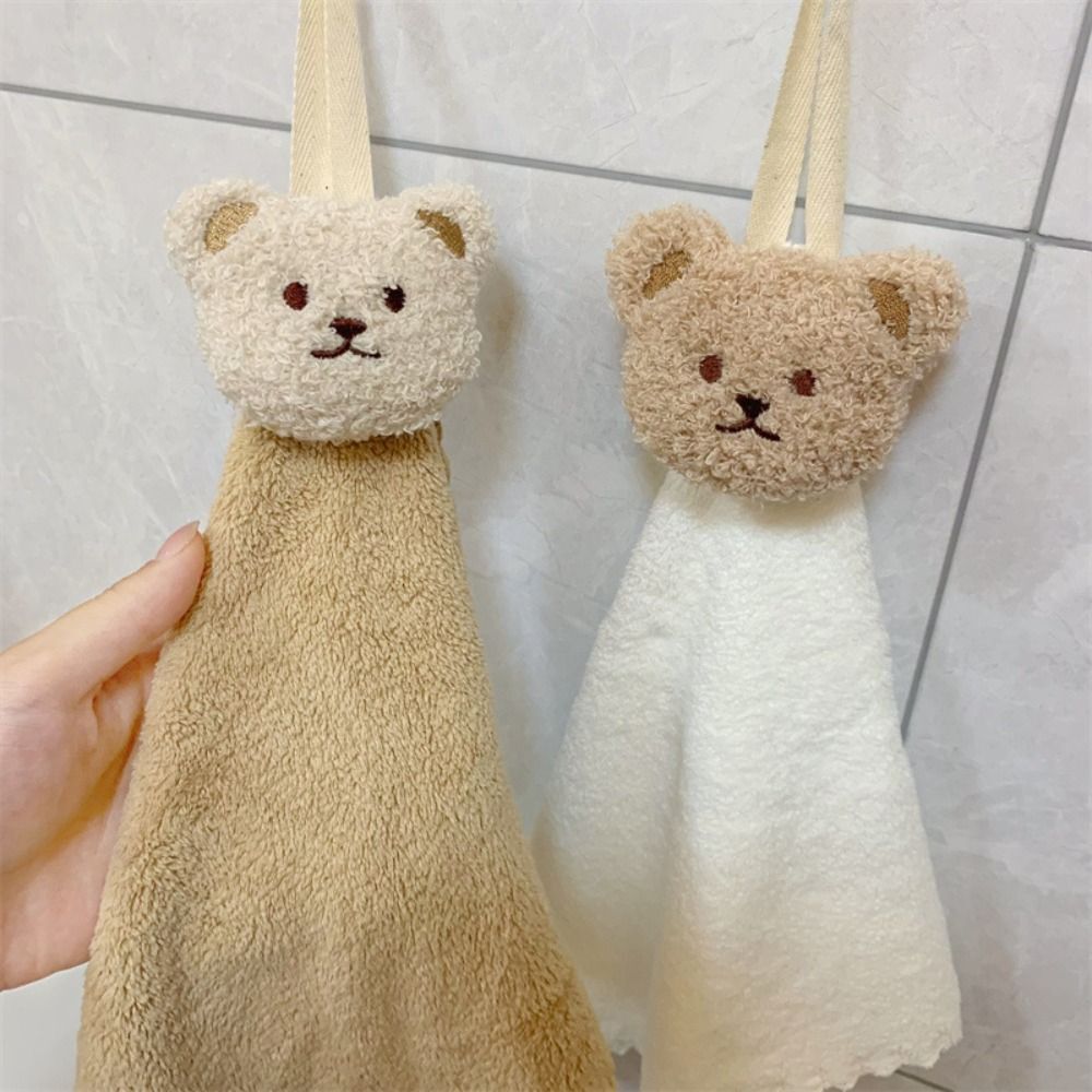 Cartoon Bear Bathroom Wiping Towel Coral Fleece Handkerchief Kids ...