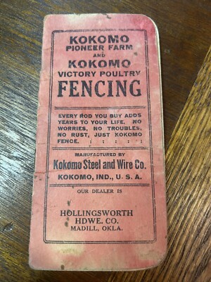 Vintage Kokomo Steel and Wire Co. Notebook Pioneer Farm Fencing Early ...
