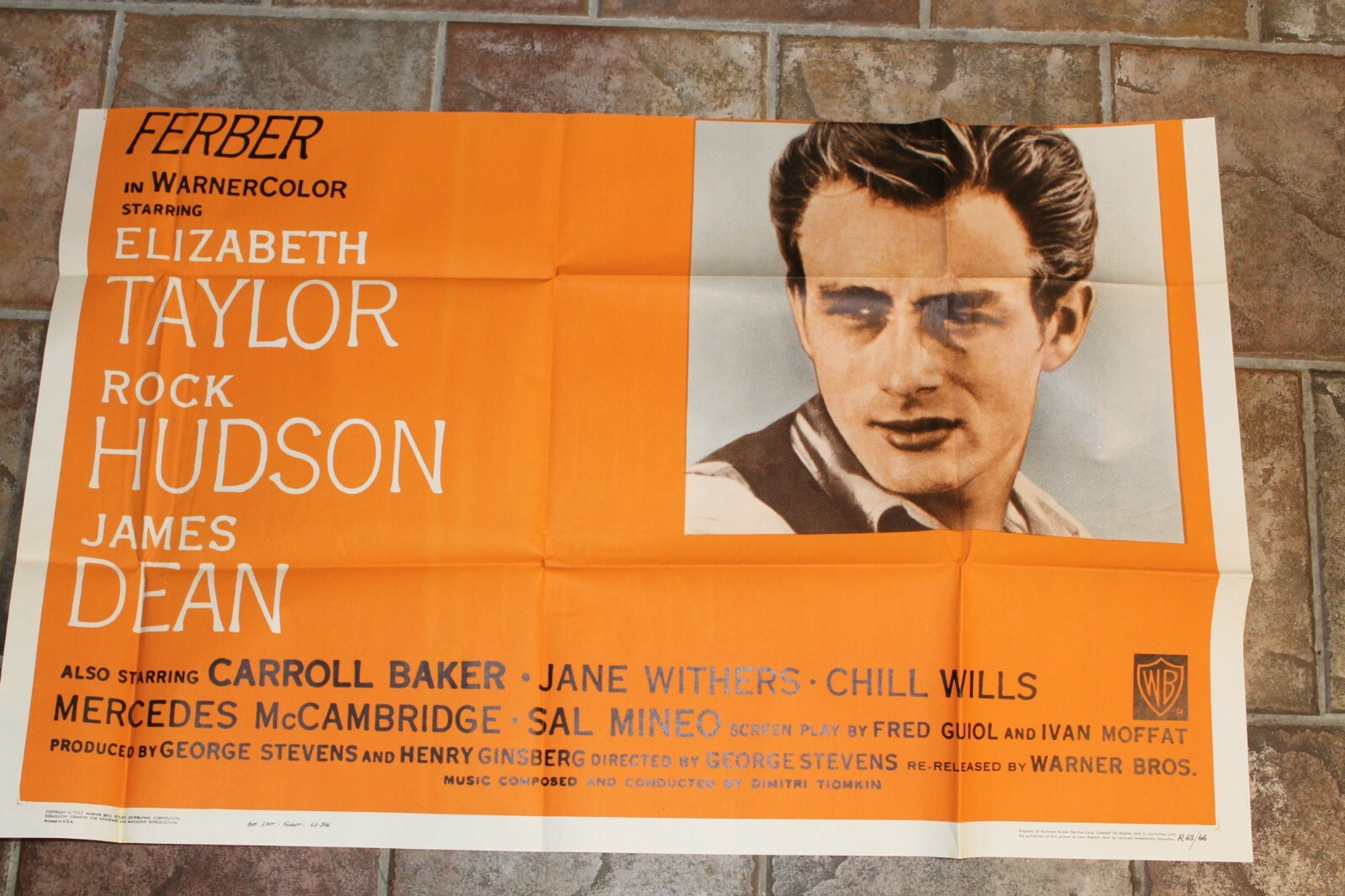 FERBER ELIZABETH TAYLOR & ROCK HUDSON MOVIE POSTER SHEET 41 X 26 #R63 ...