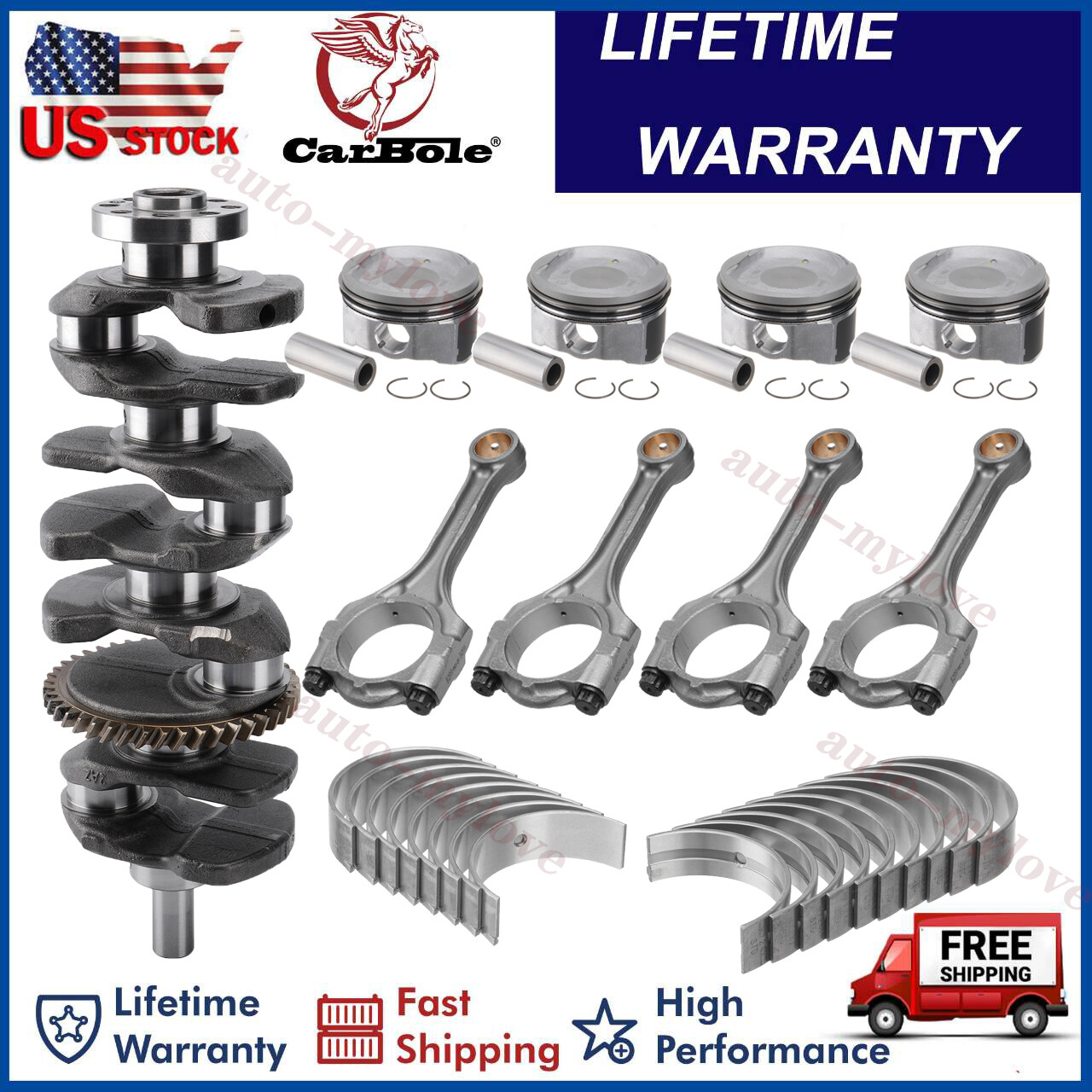 Crankshaft/ Con Rod/ Pistons/ Bearing Kit For Toyota Camry Rav4 2AZFE ...