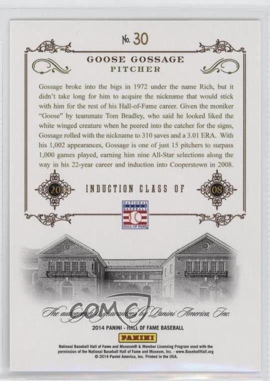 2014 Panini Hall of Fame Signatures Blue /24 Rich Gossage Goose #30 ...