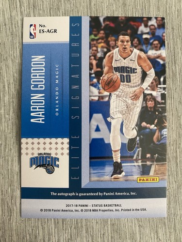 2017-18 Panini Status Elite Signatures Aaron Gordon Magic Signed/Auto ...