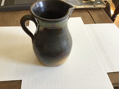 Antique Redware Green Brown Glaze Gonic NH? Pottery Pitcher 1800s | eBay