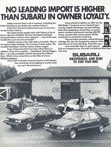 1982 Subaru Hardtop and Wagon 4wd 2-page Spec Advertisement Car Print ...