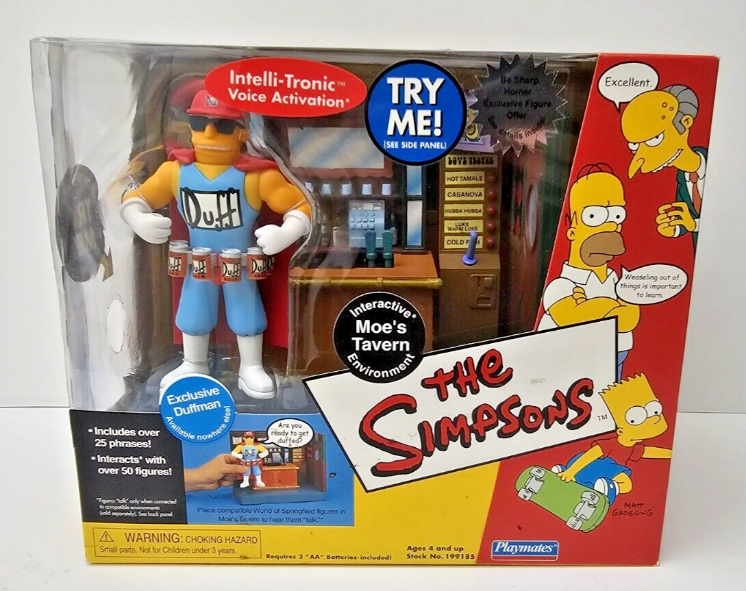 The Simpsons WORLD OF SPRINGFIELD Moe's Tavern Duffman Playset Works | eBay