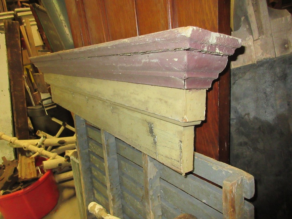 CIRCA 1880 ANTIQUE SALVAGE red & mustard victorian window pediment ...