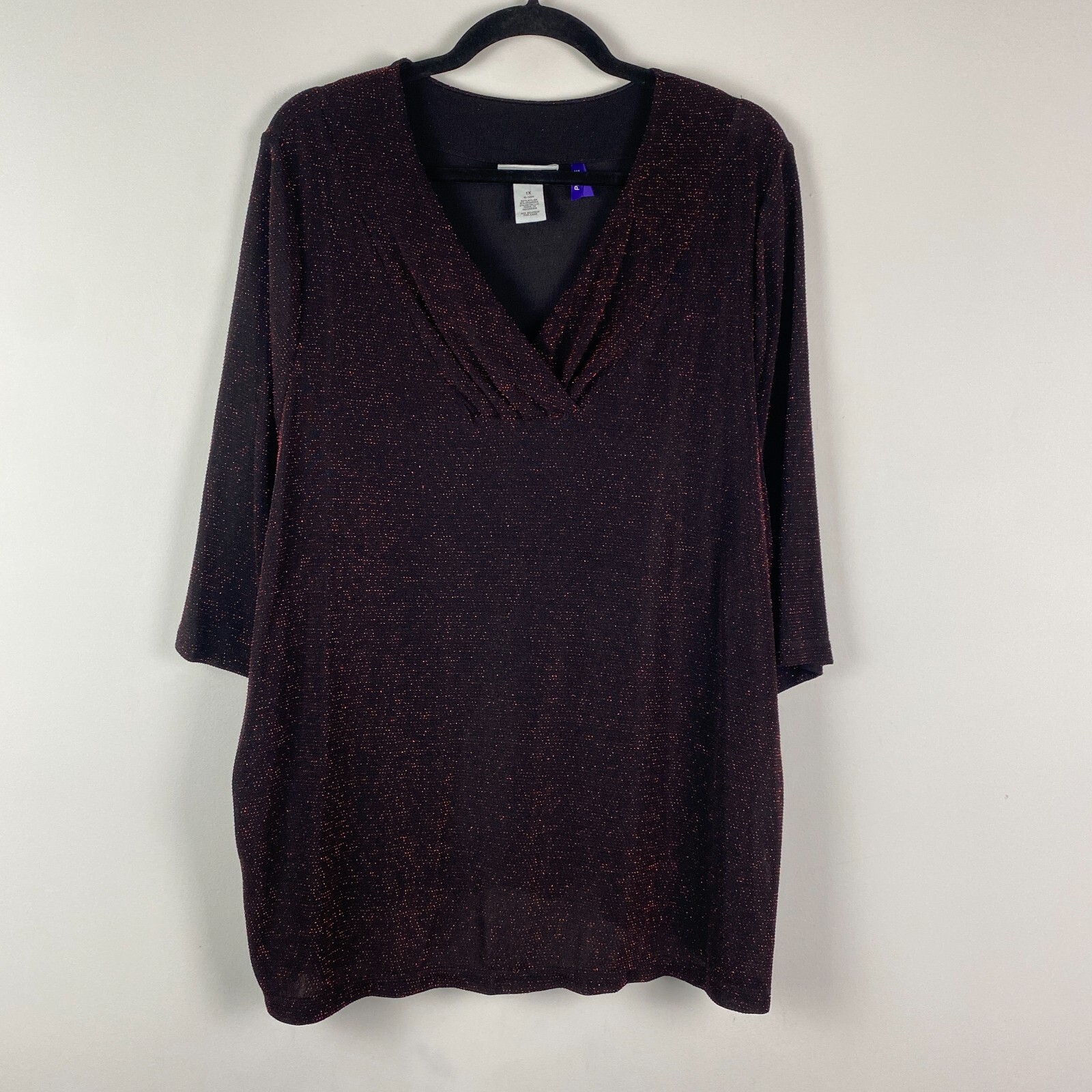 Catherines Black Metallic Gold Tunic Top Size 1XP 1X … - Gem