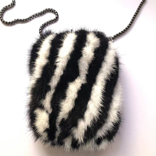 Womens Cute Real Mink Fur Purse Wallet Phone Pouch Party Bag Crossbody ...