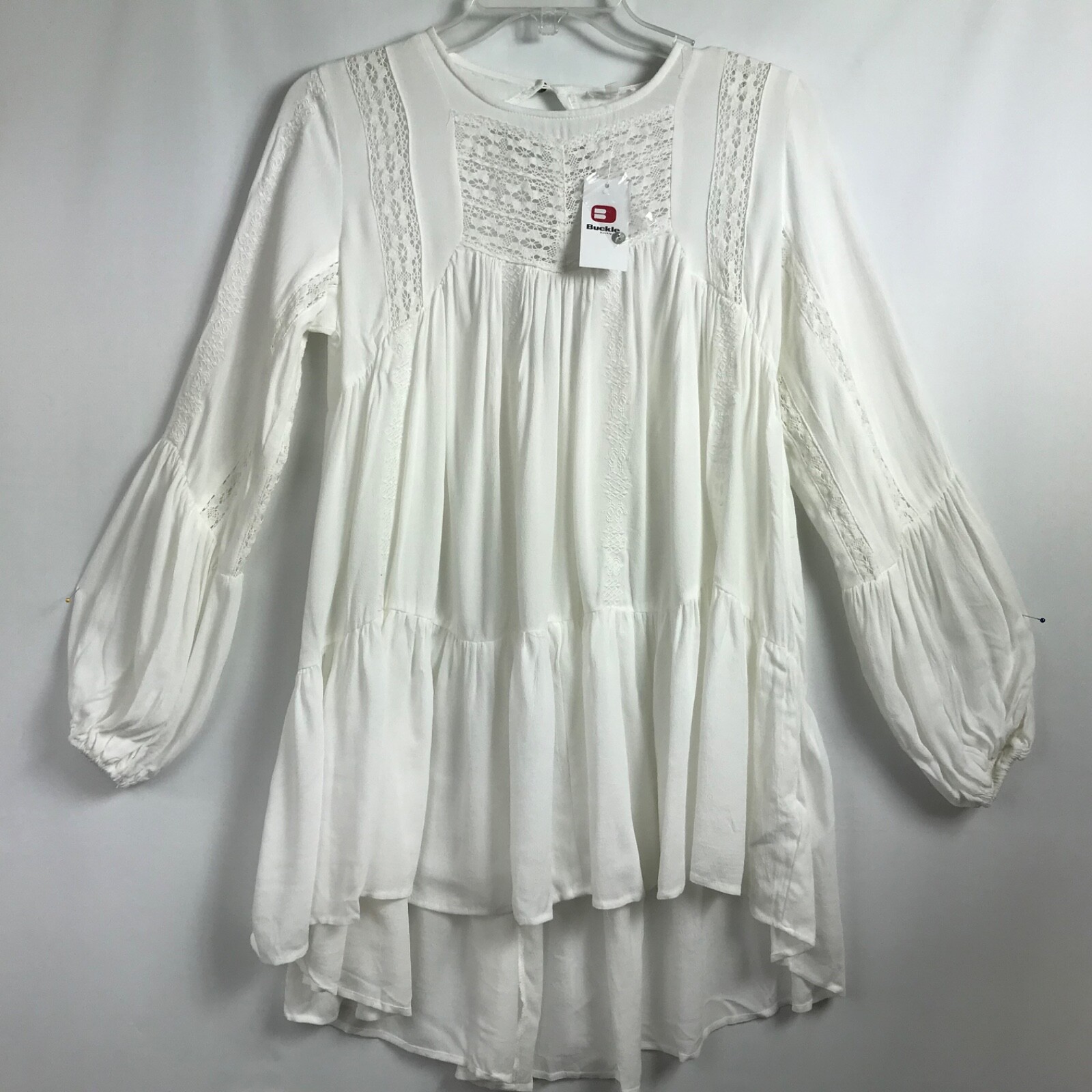 En Creme Buckle Tunic Top Womens XS White Boho Lace NEW | eBay