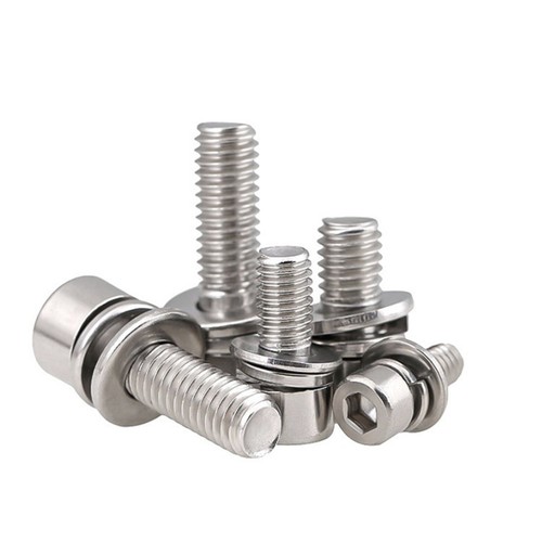304 Stainless Steel Hex Socket Cap Head SEMS Screws With Flat Spring ...