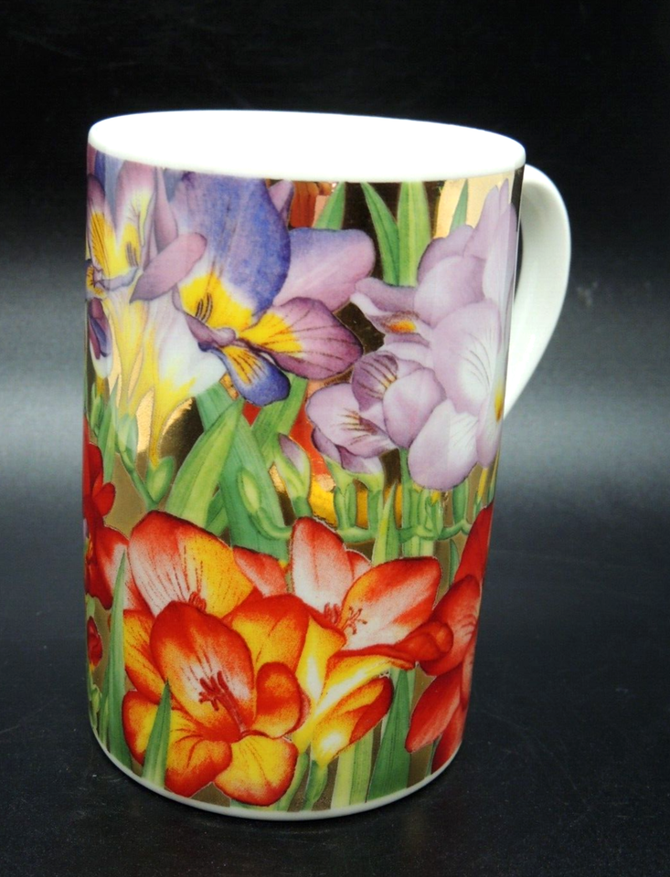 Dunoon Scotland Coffee Mug Red Purple Flowers Gold Detail Dramatic ...