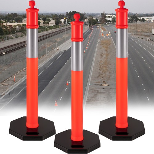 3 Posts Traffic Delineator Posts Channelizer Cone 44'' Delineator Post ...