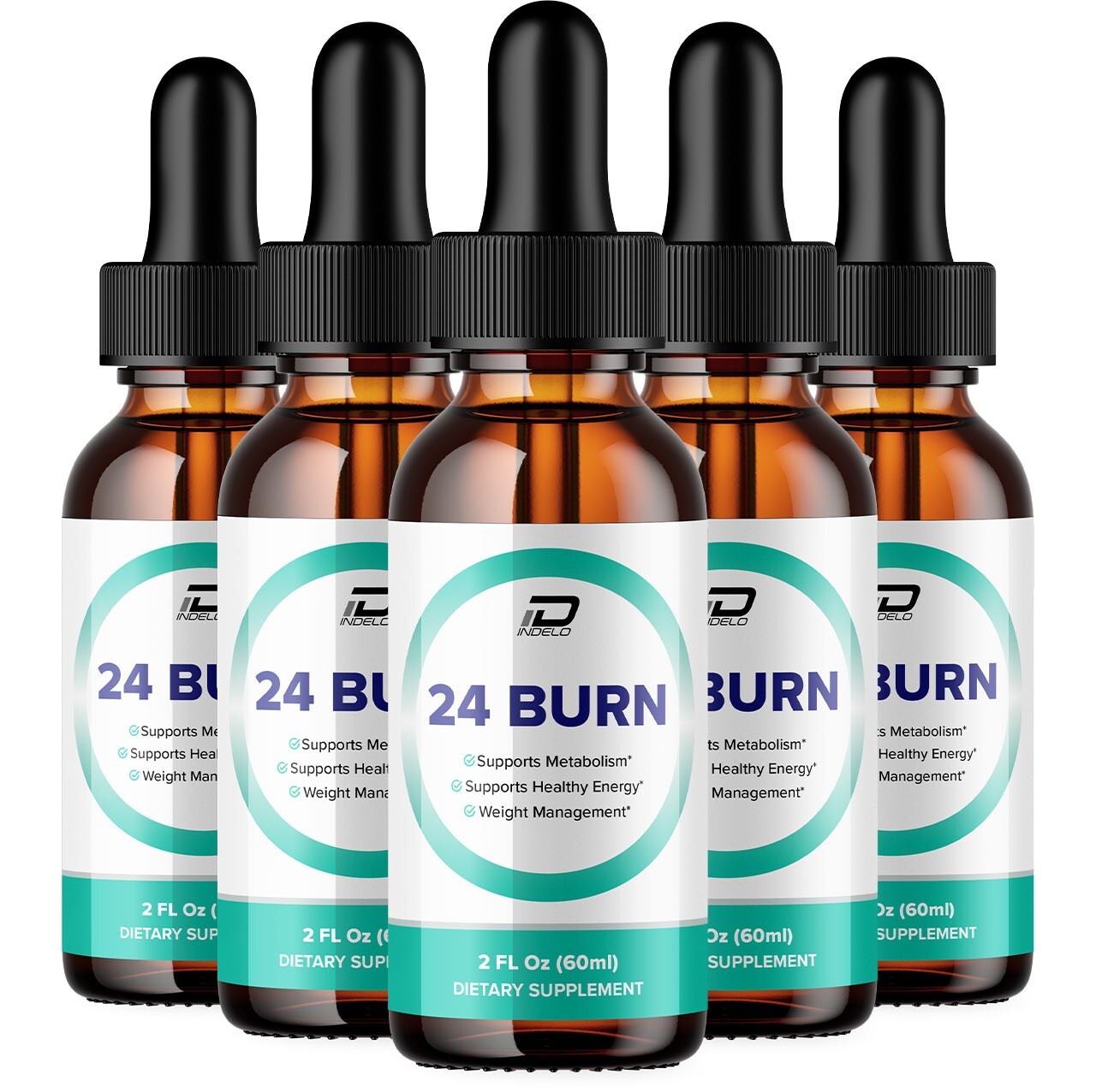 (5 Pack) 24 Burn Metabolism Drops Liquid Supplement - 24Burn Drops ...