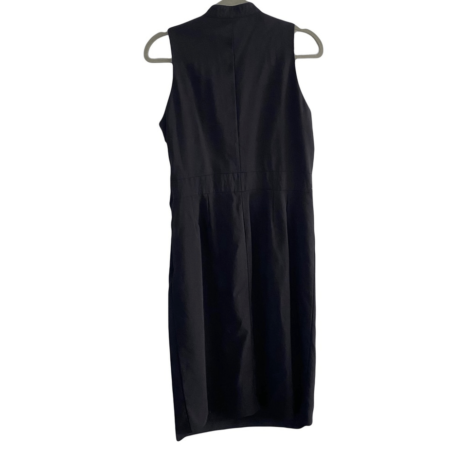 Burberry London Black Pleated Classic Wool Sleeveless Preppy Midi Dress ...
